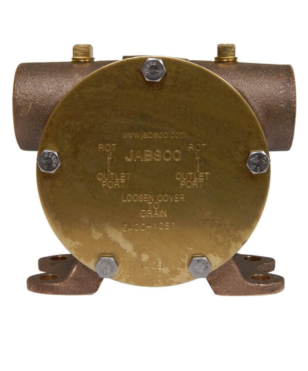 Jabsco 6400-1051 Marine Pulley Driven Flexible Impeller Pedestal Mount Pump (62-GPM, Neoprene Impeller, Full Cam, Mechanical Seal, 1.25" NPT Horizontal Port, Short Shaft for Caterpillar Engines),Bronze