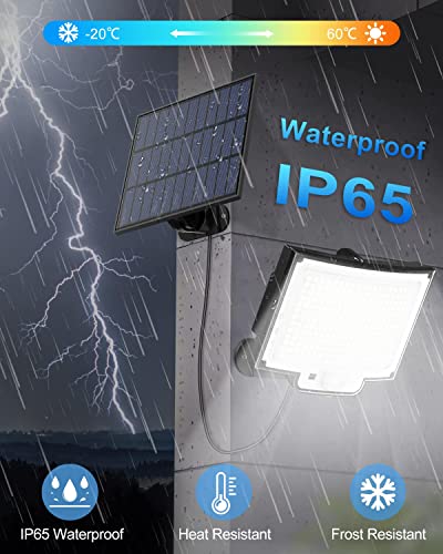 Solar Outdoor Lights Motion Sensor [3 Modes/228LED] Solar Flood Lights Dusk to Dawn, IP65 Waterproof Led Solar Security Lights with Remote for Garage, Patio, Outside, Yard, Garden (5M Cable, 2Pack)