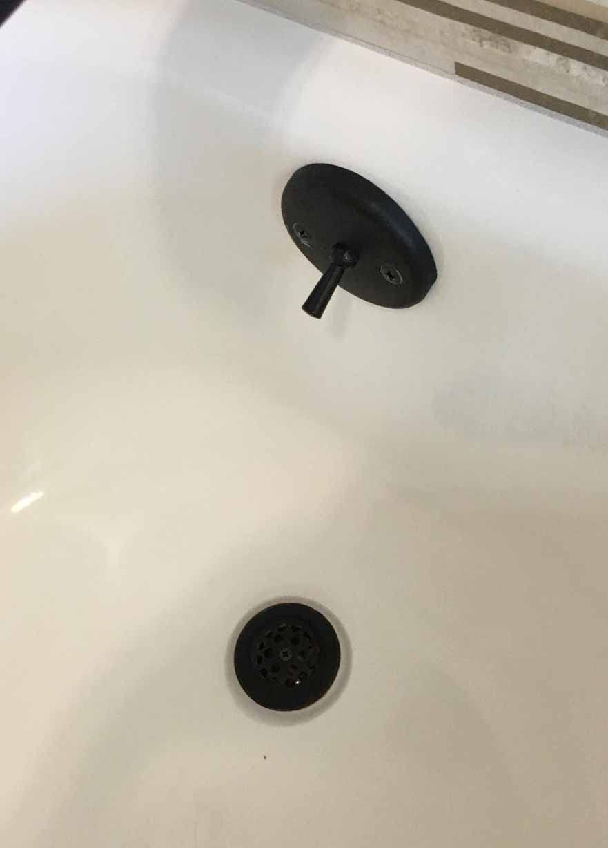 Trip Lever Trim kit for Bathtub Drain Stopper with Bath tub Overflow Cover Two Hole faceplate Replacement Strainer and Screw Matte Black