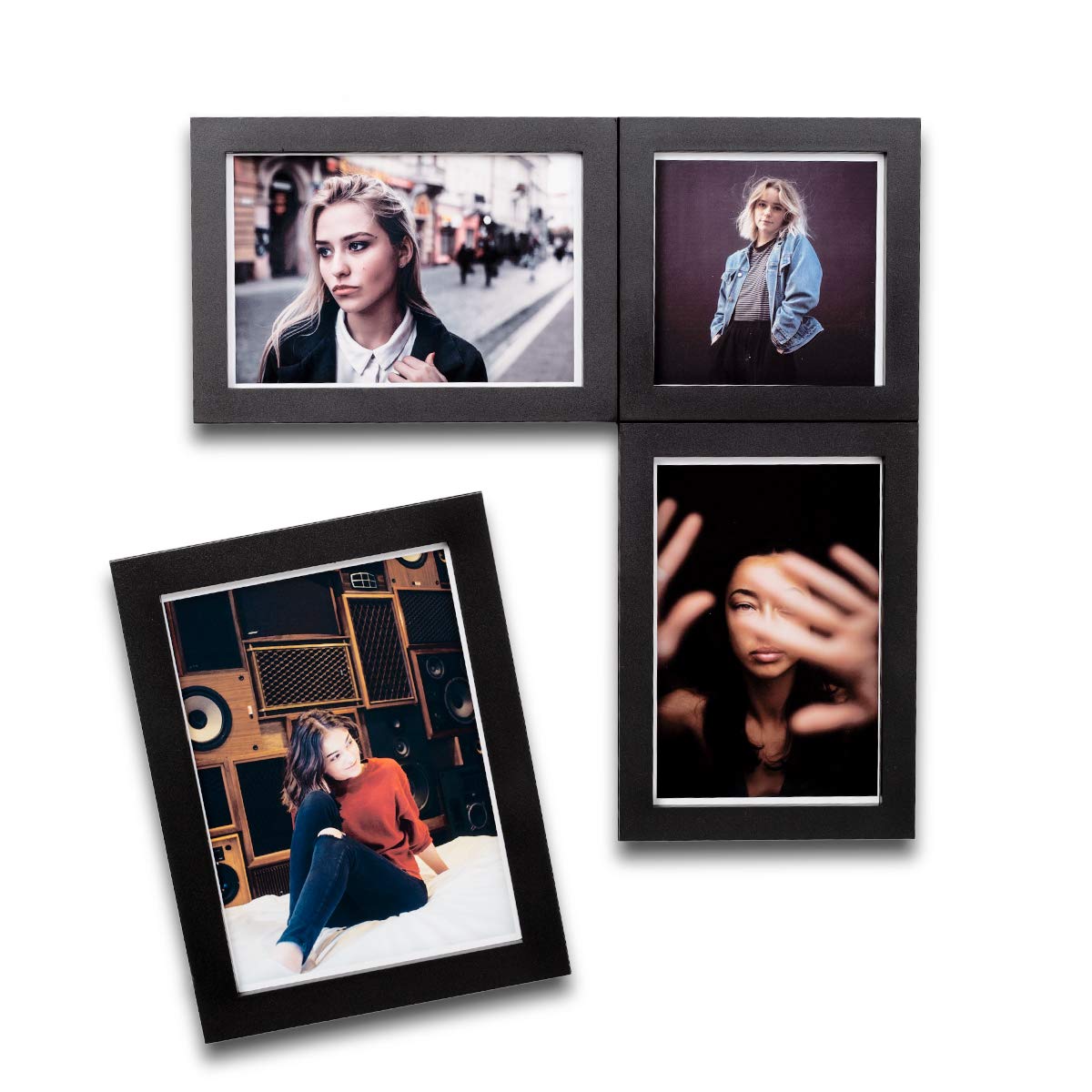 MAGNAFRAME - Multipack Magnetic Picture Frame Gallery (4x4, 4x6 & 5x7) - 6 Pack (Black) - Interchangeable, Customizable, Expandable, Picture Frames