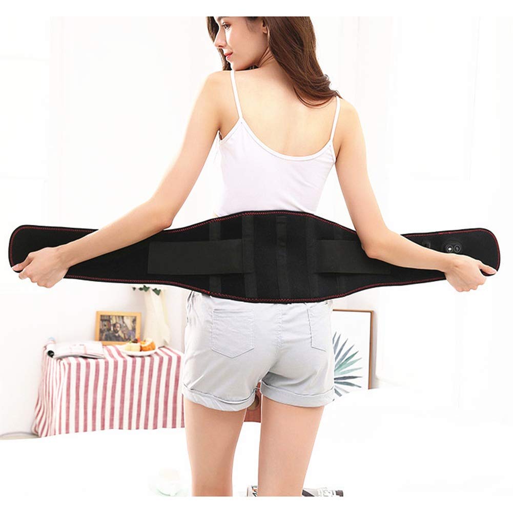 Lower Back Posture Lumbar Brace for Injuries- All Sports-Hot Compression Therapy Carbon Fiber Heating Vibration Massage