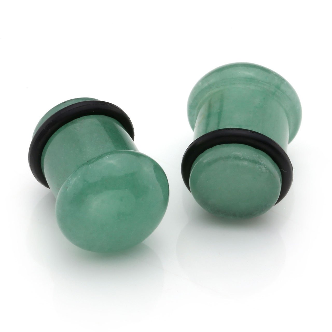 Jovivi Set of 4 Pairs Single Flare Natural Semi-Precious Stone Mushroom Saddle Plugs with O-Ring Stretcher Expander Gauges Kit 0G