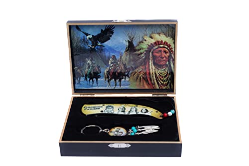 Trendy Zone 21 Feather Shaped Founding Fathers Knife with Convenient Pocketclip, Attractive Keychain for Keys, Backpack Combo Set Inside a Gift Box | Closed Knife Size– 5” | Open Knife Size– 8.5”