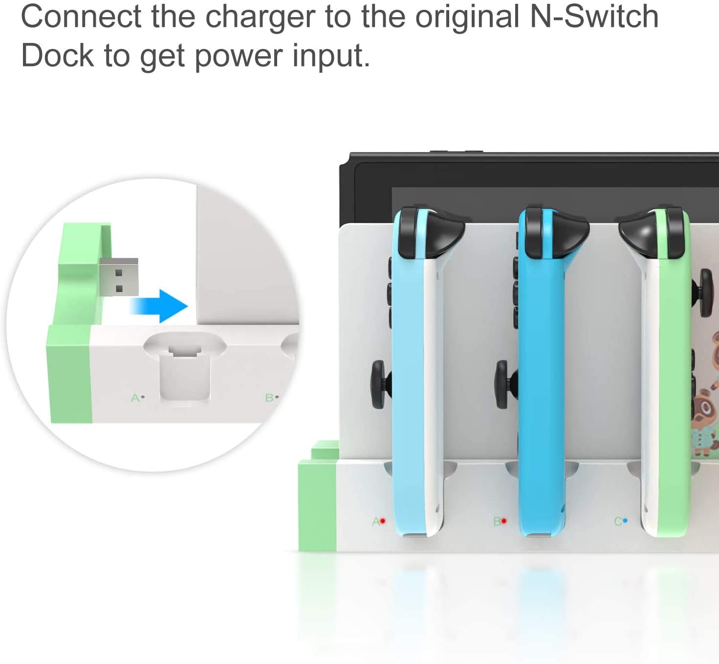LightPro Switch Charger Dock for Nintendo Switch/Switch OLED Model (2021) Joy-Con Charging Dock Stand Station Base with Charging Indicator