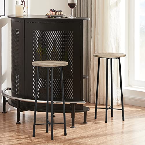 VECELO 24" Round BarStools, Modern Bar Stools Counter Height, Bistro Seats with Wood Surface, Simple Chairs for Living Room Dining Room, Breakfast Dinner Nap Conference, Maple