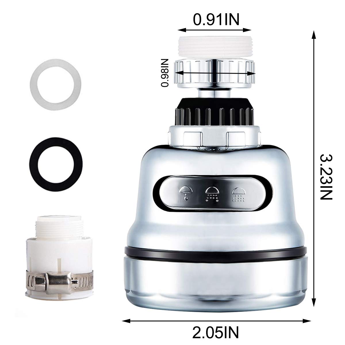 Lgsixe Faucet Water Filter,3 Modes Position Adjustable Sink Faucet Water Filter,Home Faucet Booster Booster Shower and Water Saving Faucet for Kitchen