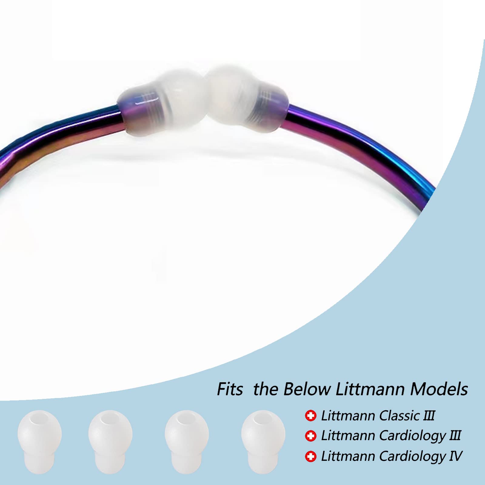 Silicone Ear Tips Replacement for MDF &Littmann Stethoscopes - Universal Soft Fit Littman Earpieces Snap Tight Soft Sealing Ear Pieces,Cardiology IV Parts & Littmann Stethoscope Parts