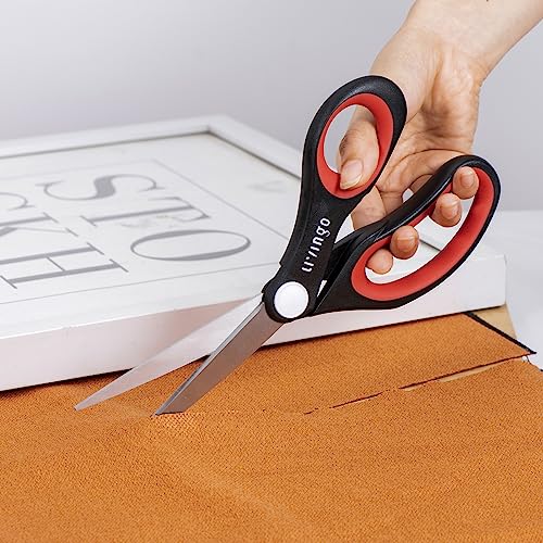LIVINGO All Purpose Scissors Set - 4 Pack Sharp Multipurpose Heavy Duty Shears for Kitchen Cooking Sewing Fabric Cutting Poultry Food Paper Craft Office Household School Multi Pack Utility Shears