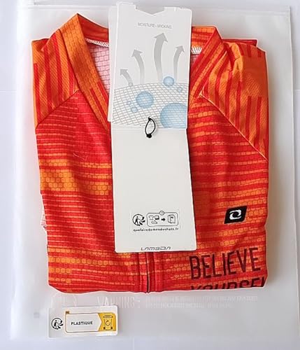 LAMEDA Cycling Jersey Short Sleeve for Men Breathable Moisure Wicking Mountain Bike Shirt Full Zip with Pockets Orange Medium