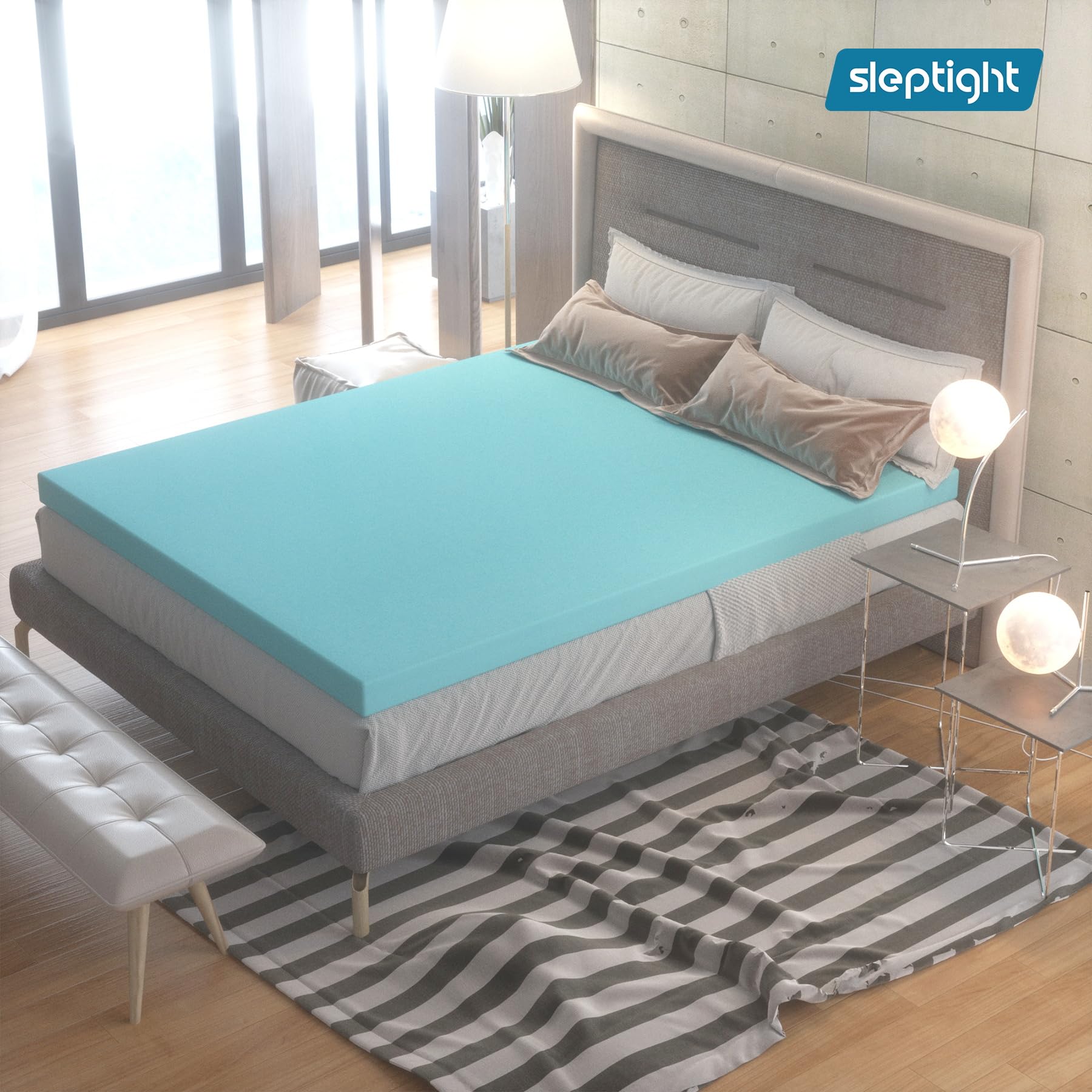 Sleptight 3 inches Hospital Size Mattress Topper in a Box,Bed Topper for Pressure Relief ,CertiPUR-US Certified 72 * 33 * 3 inches Mattress Pads Blue
