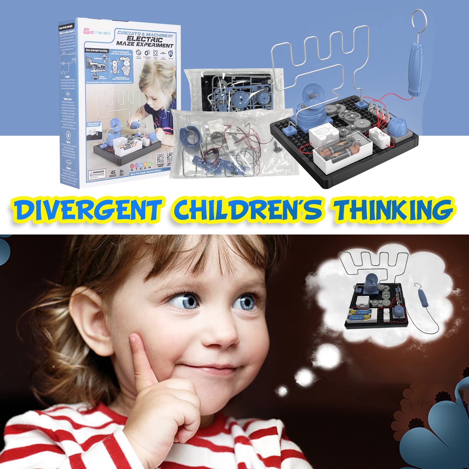 Serdios STEM Toys,Electrical Maze Science Kit,Exploration Kit for Circuit and Gear Principles,Electronics Building Kit for Kids Ages 8+,Educational Learning Scientific Tool for 8+ Years Old Kids Gift.