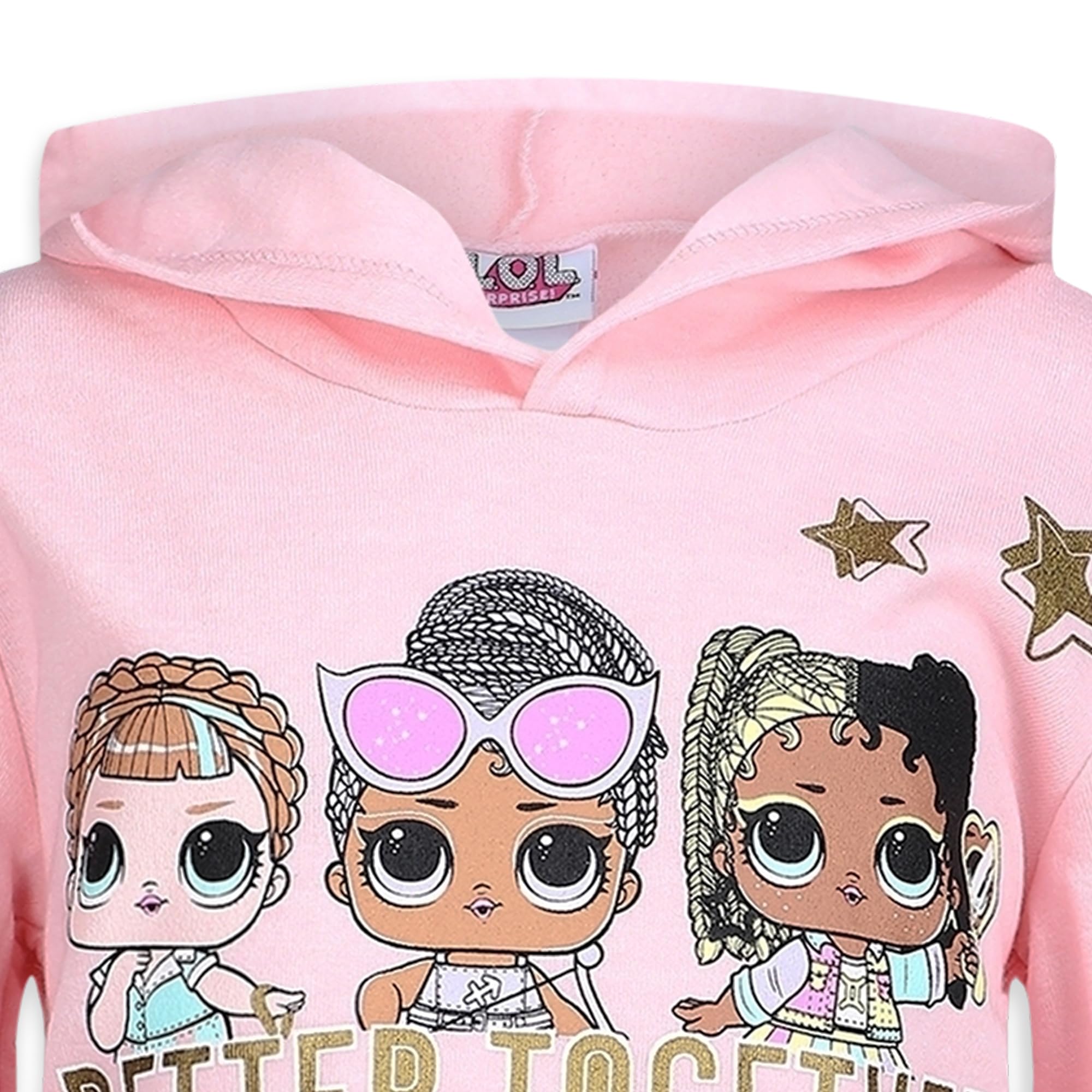 L.O.L. Surprise! Stargazer, Flipside and Marine Q.T. Girls Hooded Sweatshirt and Pants Set for Big Kids β Pink