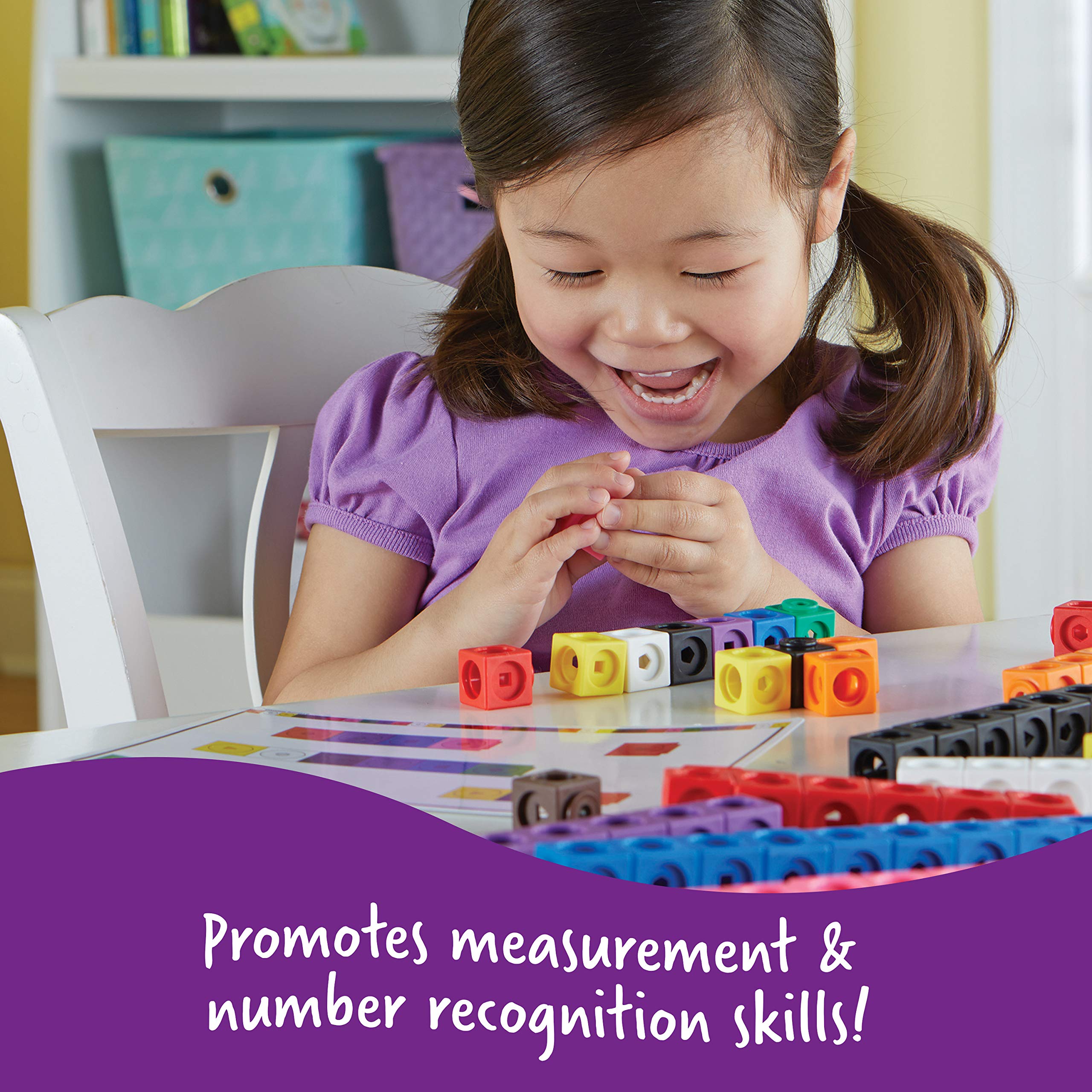 Learning Resources MathLink Cubes Early Math Activity Set - 115 Pieces, Ages 4+, Kindergarten STEM Activities, Linking Cubes, Connecting Cubes