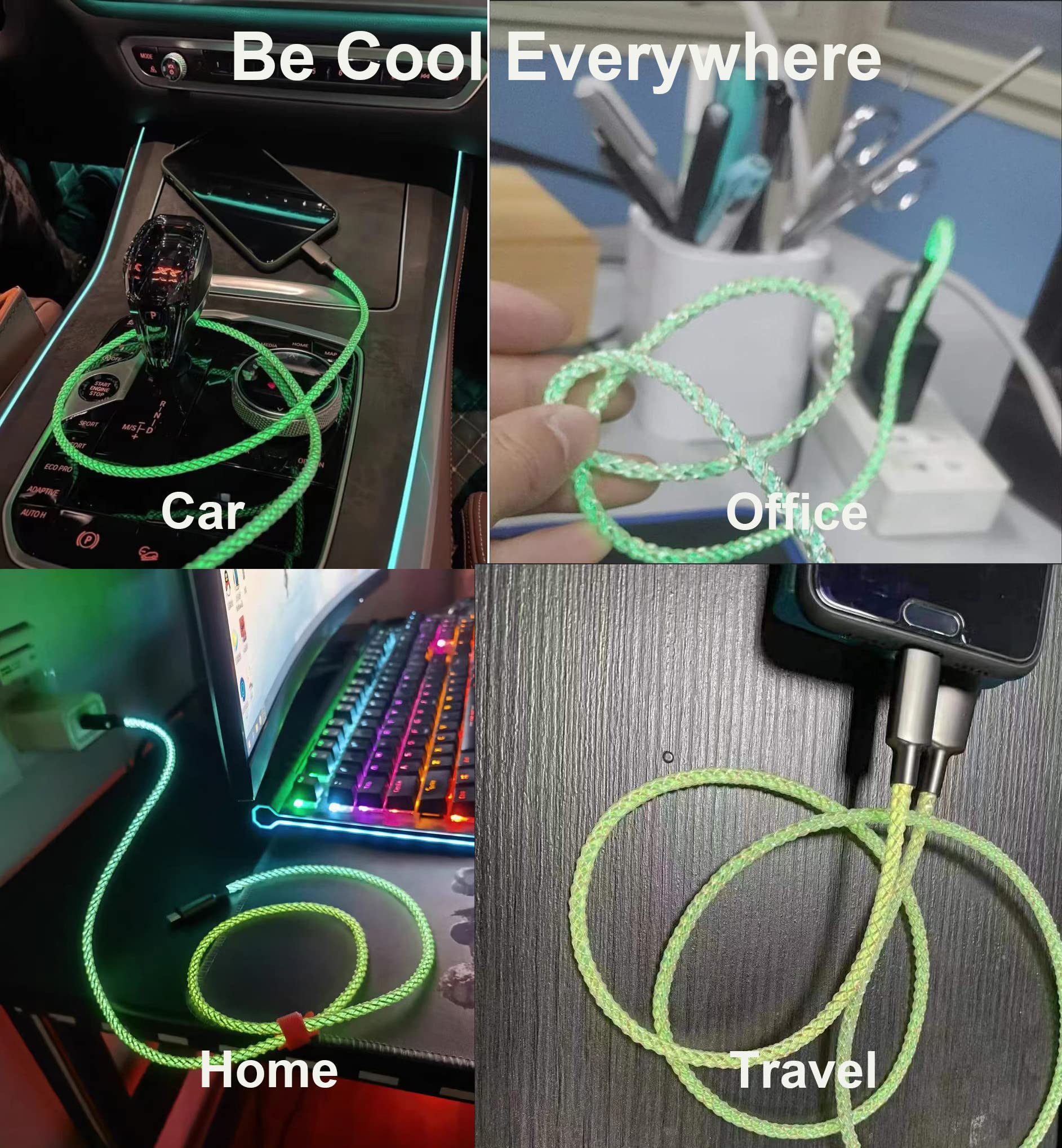 Upgraded Light Up USB C Cable (2 Pack 3 Ft), RGB Led Charging Cable, Premium USB-C to USB-A Fast Charging Type C Cable for Samsung Galaxy, Fun Gift for Wife Mom Daughter Girlfriend