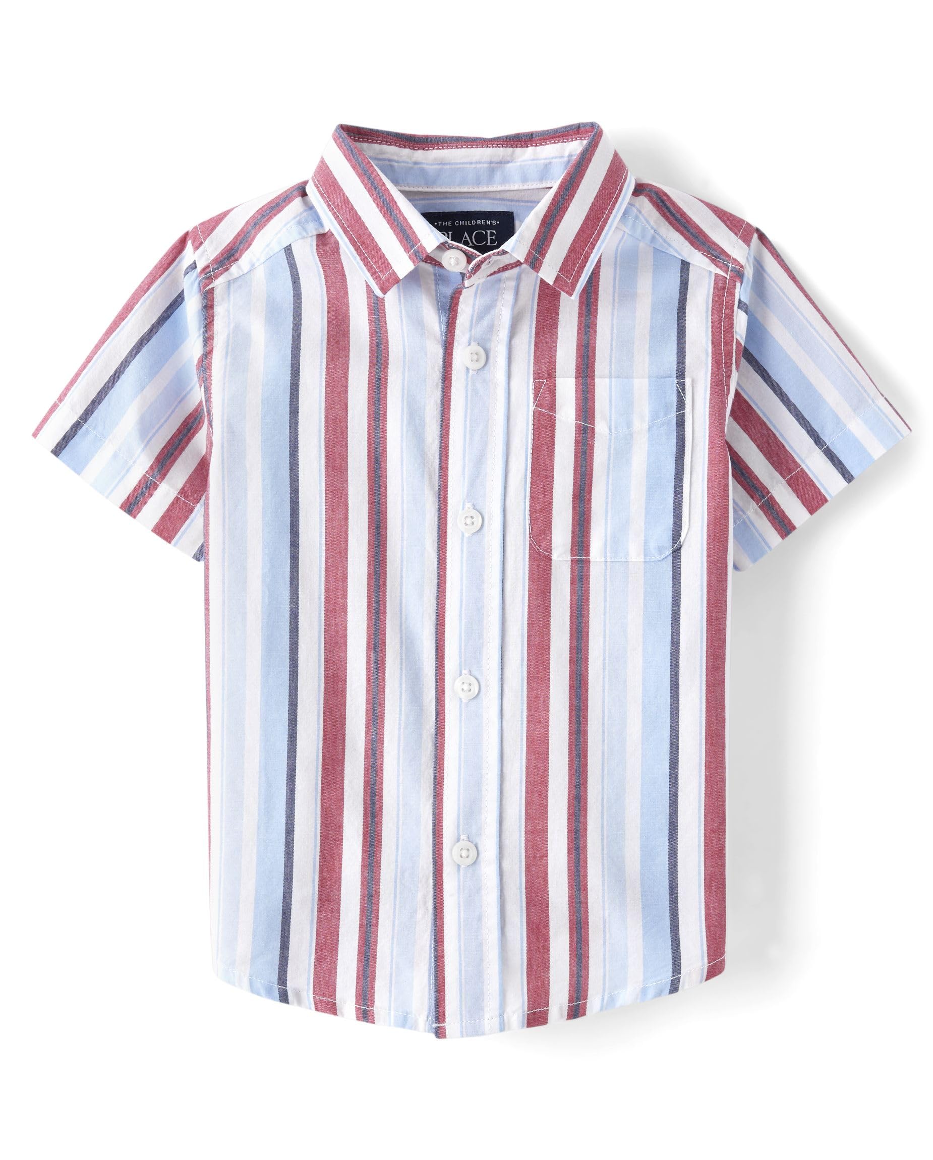 The Children's Place,And Toddler Boys Short Sleeve Button Down Shirt,Baby-Boys,White,18-24 Months