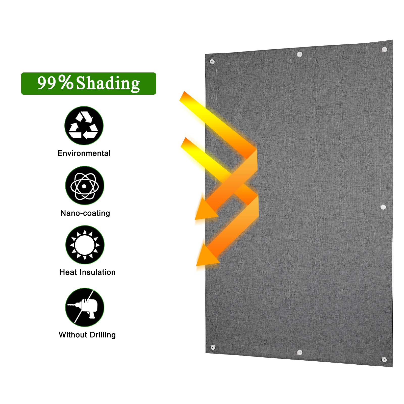 johgee Blackout Curtains, Blackout Window Blinds Shade for Bedroom Garden Car Office Travel (Black) (20mm Grey, 23.6"x45.3")
