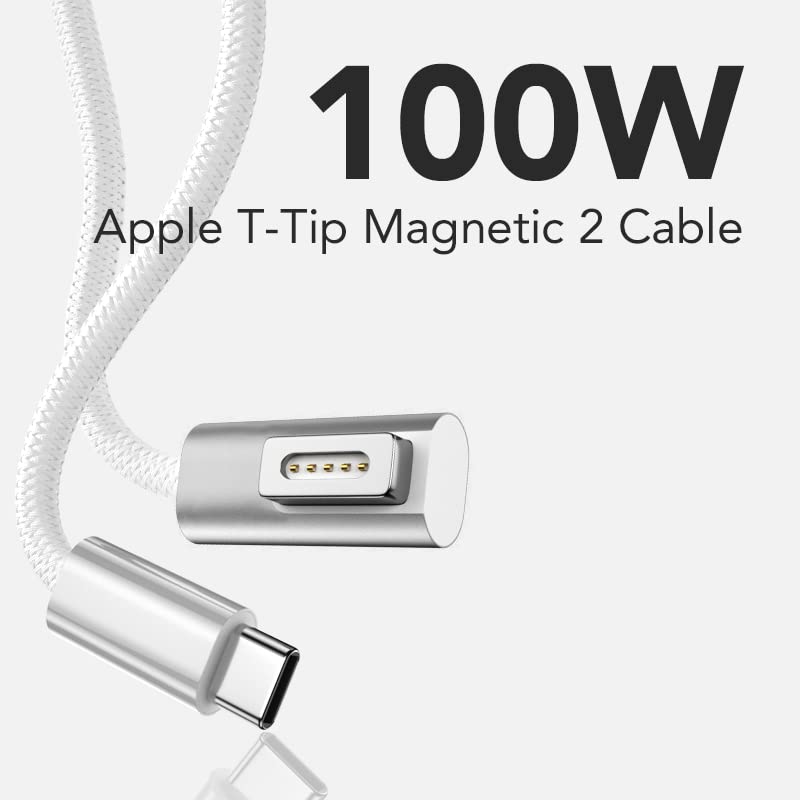 ππ₯π’π¦π USB C Magnetic Right Angle Adapter USB C 2 T-Tip Cable Cord 5.9FT1.8M PD 60W 100W Power Fast Head Charging Compatible with Old MacBook Pro After 2012 Year (No 14-15V Output) (Magsafe2 C)