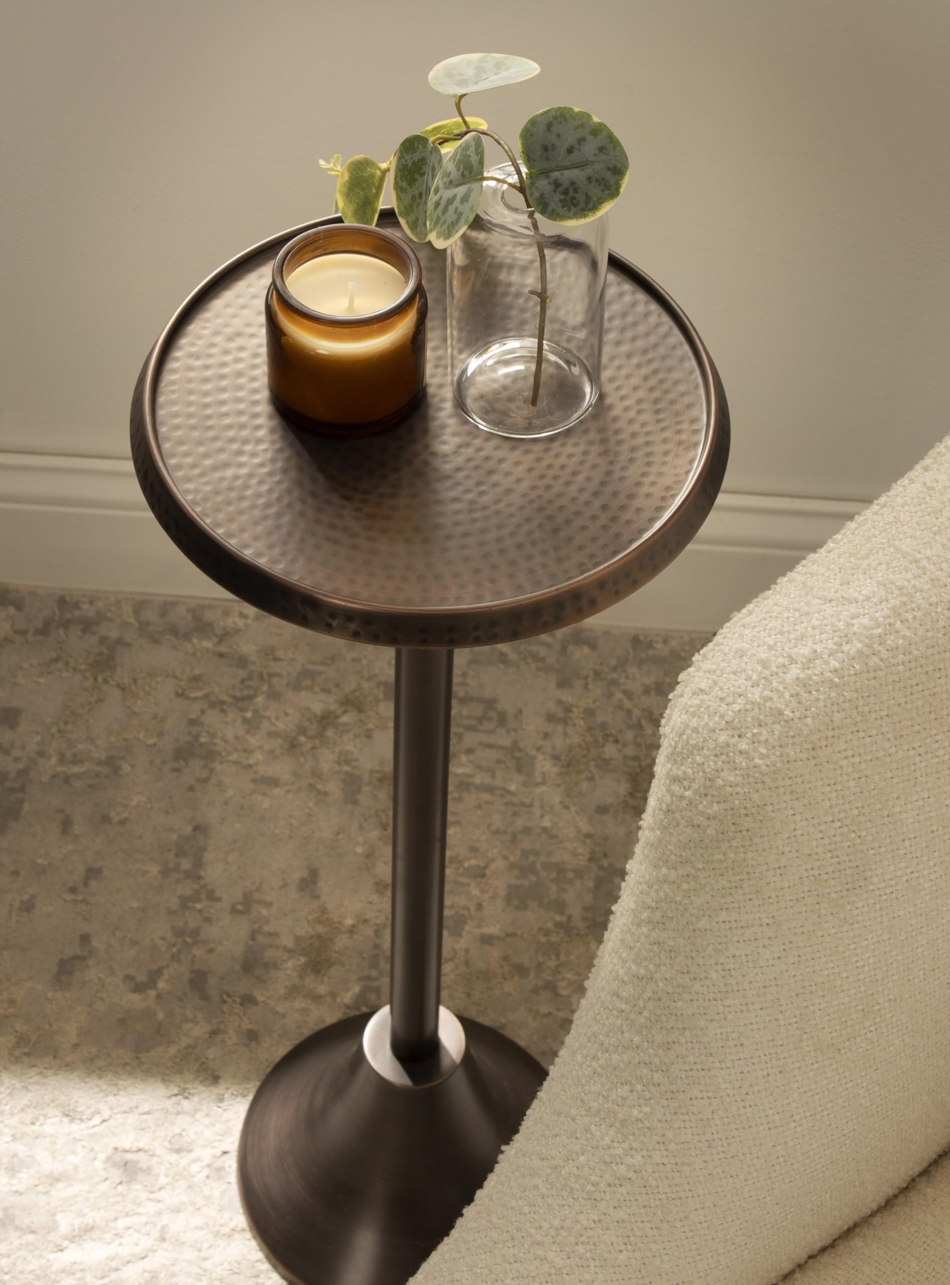 Kate and Laurel Sanzo Decorative Modern Pedestal Side Table for Use as Indoor Plant Stand or Bedroom Nightstand, 9x9x23, Bronze