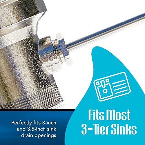 STEADYKLEEN - 3.5-inch Sink Drain Waste Drain Valve with Twist Handle, Fits Commercial Sink Style Drains, Controls Sink Drain Stopper, Must-Have Sink Repair Kit - Reducer not included