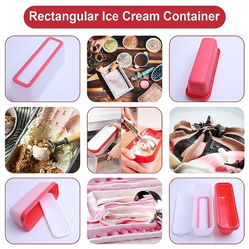 VEENE Ice Cream Containers-Ice Cream Containers For Homemade Ice Cream (7Pcs) And A Spoon-Reusable Ice Cream Containers With Lids-Creami Pint Containers-Ice Cream Storage Containers For Freezer
