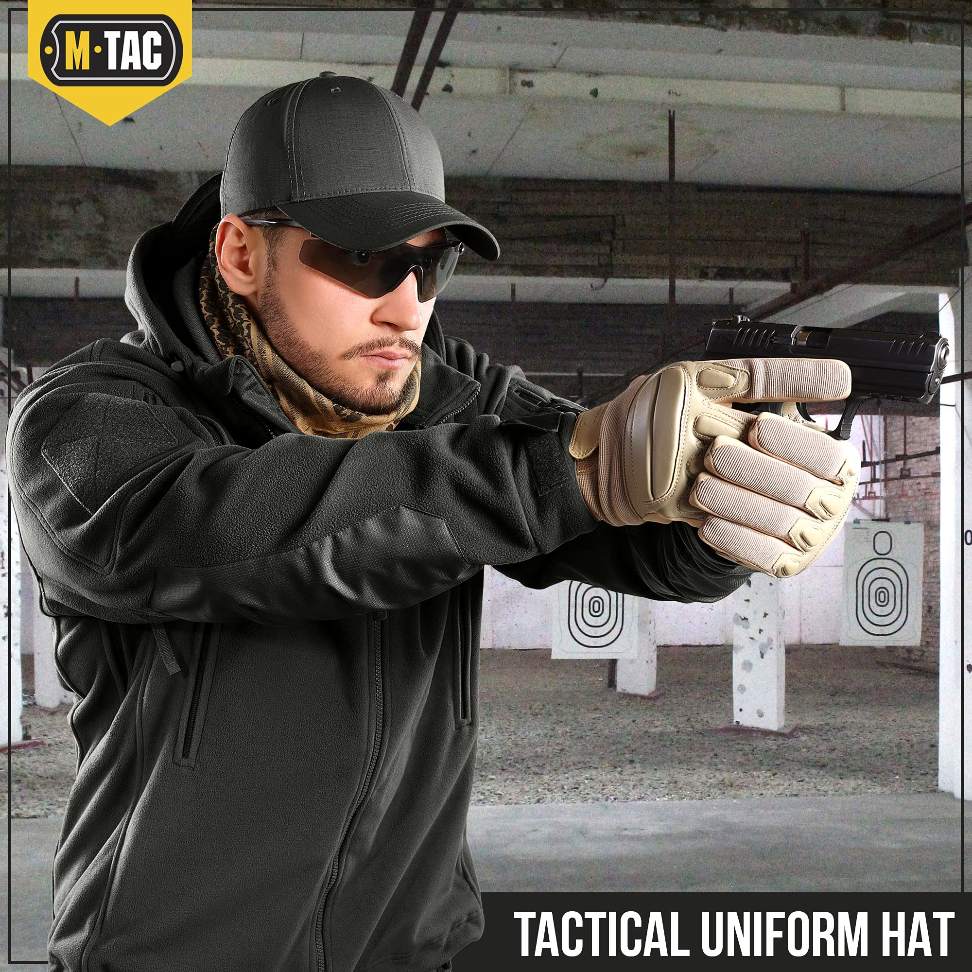 M-Tac Tactical Baseball Cap - Adjustable Plain Workout Ball Cap, Ripstop Hats for Men and Women (Black, M)