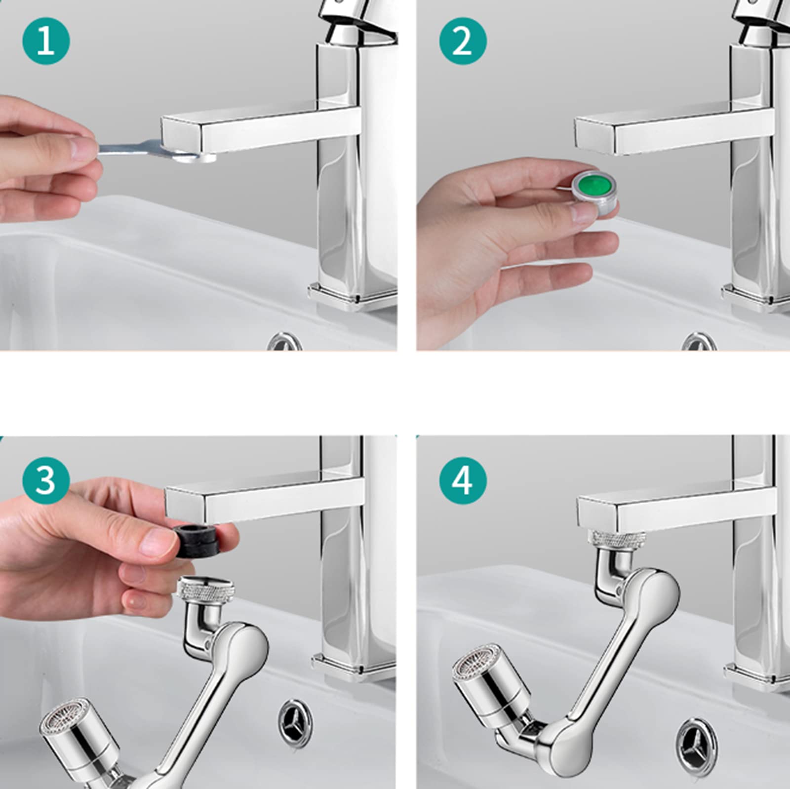 SHAUNI Faucet Extender for Kitchen Sink Universal,Faucet Extender for Bathroom Sink Brass,Splash Filter Faucet Extender,2 Water Outlet Modes,for Bathroom