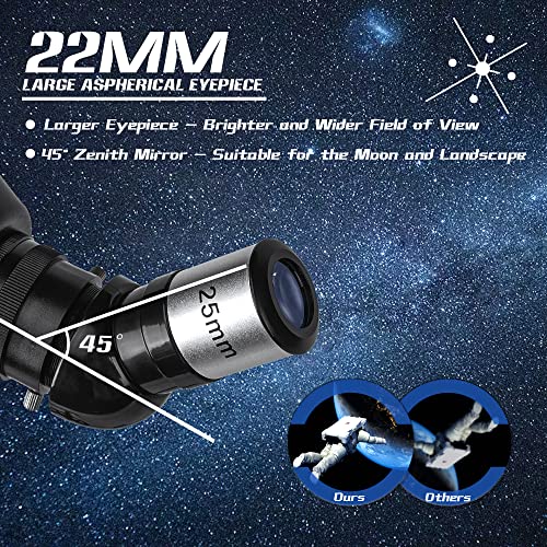 Telescope for Kids&Adults Astronomy Beginners, German Technology AZ Mount Astronomical Refracting Telescope, 70mm Apterure 500mm Focal Length(20X-150X),with Red-dot finder&Phone Adapter&Waterproof Bag