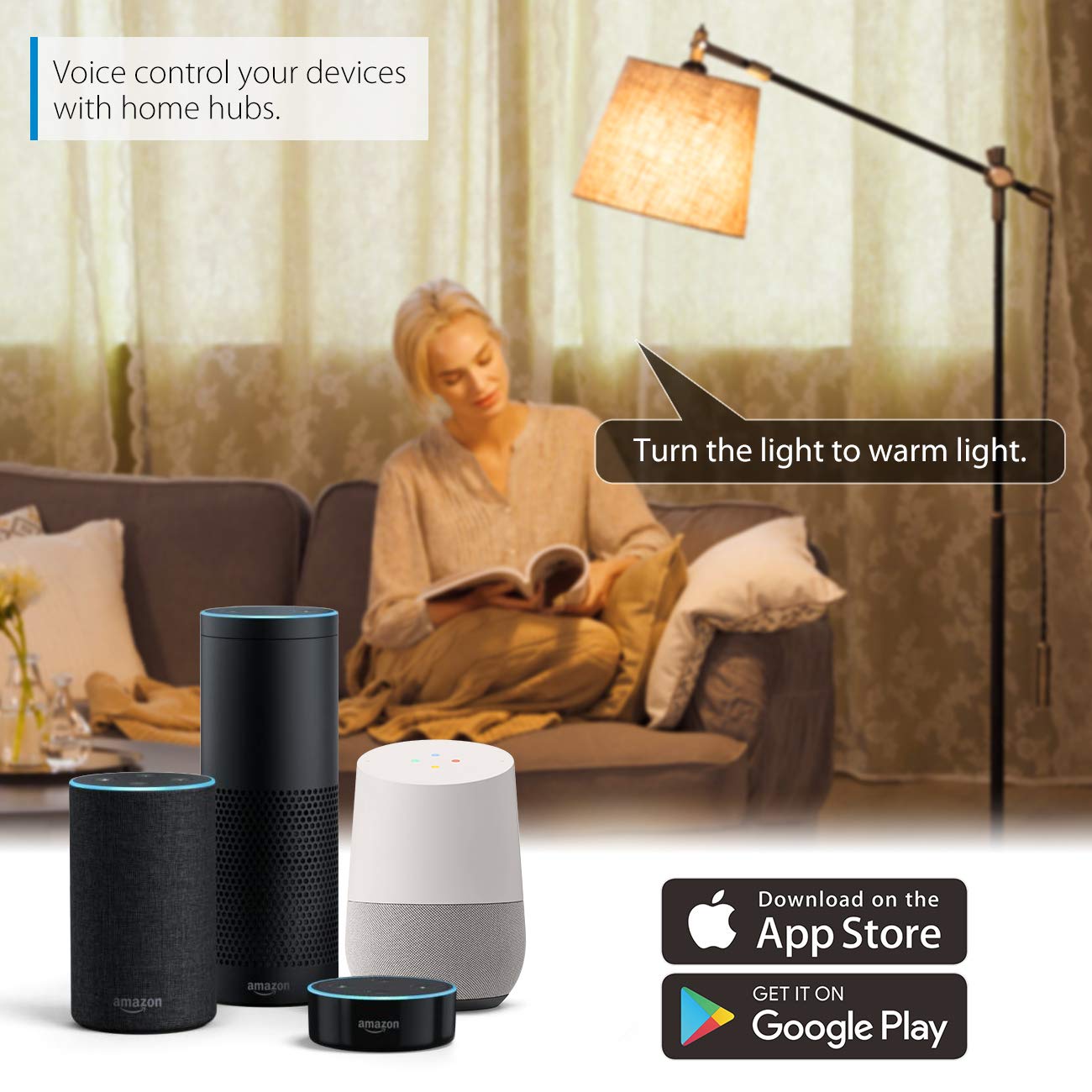 LVWIT Smart Light Bulbs Alexa, A19 60W Equivalent, E26 Smart LED, Work with Google Assistant, Smart Life App, Tuya App, RGB Color Changing Bulb (8.5W), No Hub Required, 4-Pack