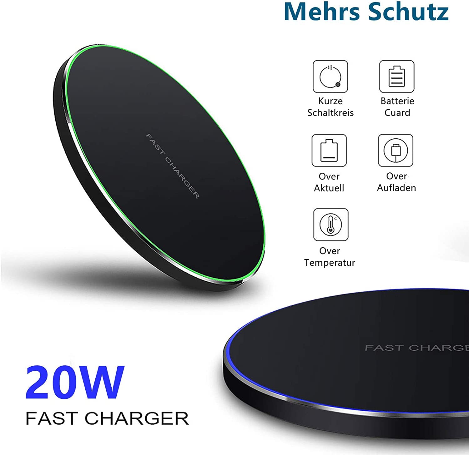 Wireless Charger 20W Max Fast Wireless Charging Pad Compatible with iPhone 11, 12, 13, 14 Pro/Pro Max, XS, XS Max, XR, 8 Plus, AirPods Pro/3/2; for Samsung Galaxy/Note, Galaxy Buds (Gary with Adapter)