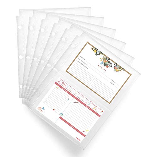 Recipe Card Protectors 8.5x6.8 Inch Recipe Card Sleeves for Mini Binders 4x6 Index Card Sleeves Recipe Book 2 Pocket per Page Refill Sheets, 30 Count