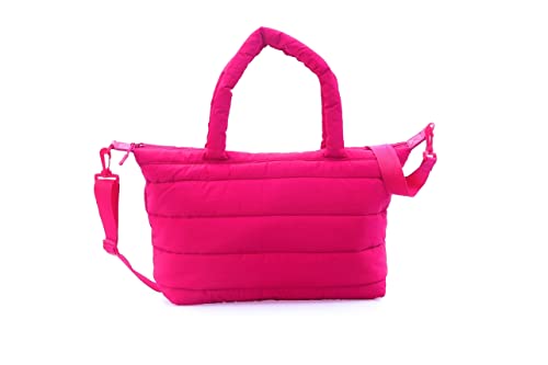 No Boundaries Women's Puffy Quilted Tote Handbag (Fuchsia)
