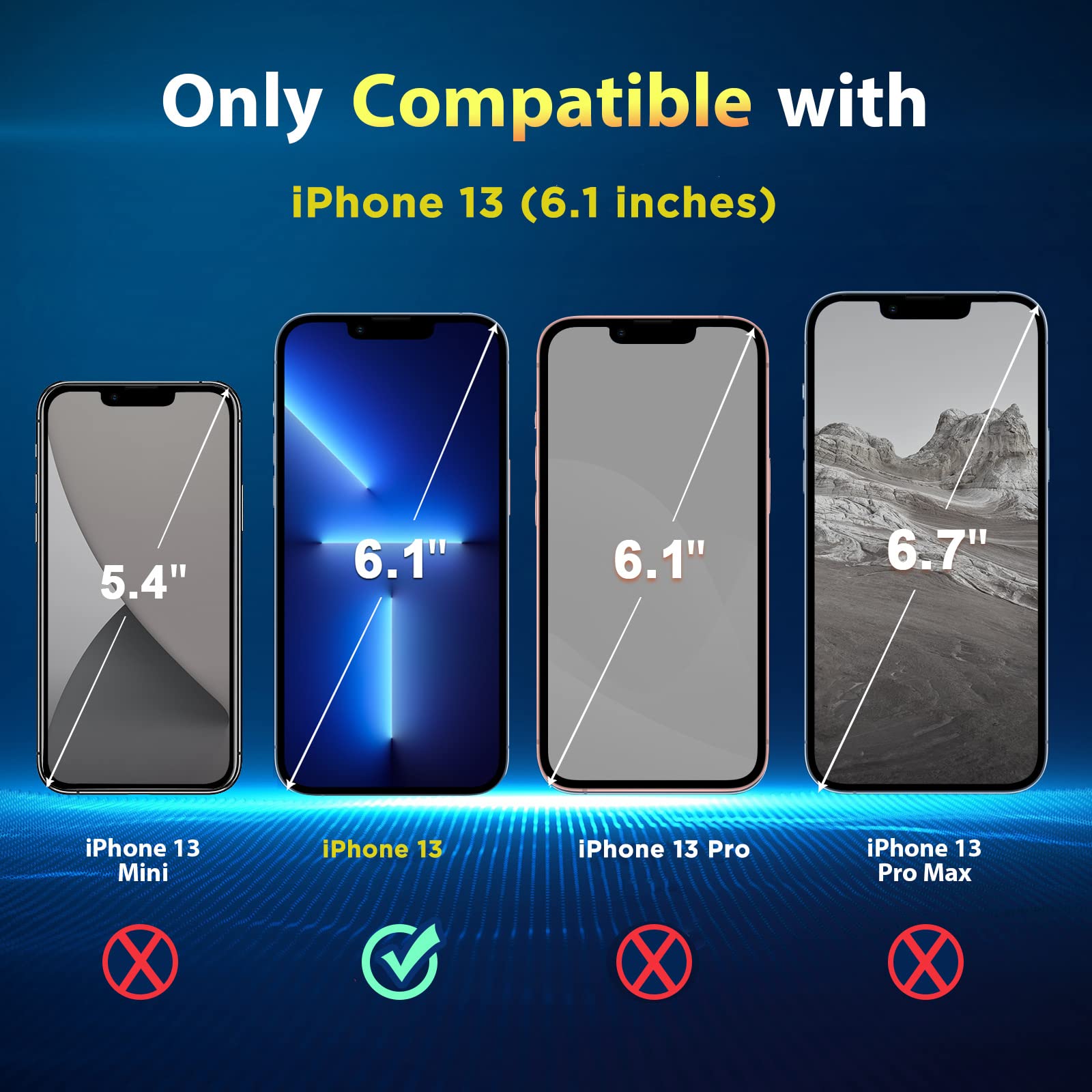 UPIRT 3 Pack iPhone 13 Screen Protector with 3 Pack Camera Lens Protector, iPhone 13 Screen Protector Tempered Glass, 6.1 inch, Scratch Resistant, Easy Installation