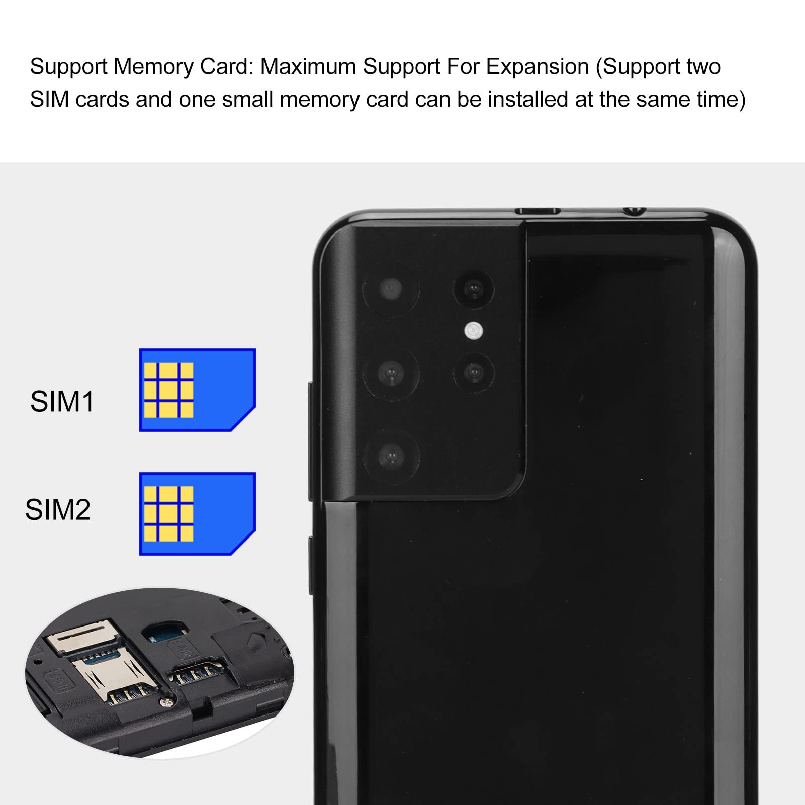 S21 Ultra 5.0in Smartphone, HD Screen 1G 4G 24MP 48MP Dual Card 4900mAh Multi Function Mobile Phone, F/2.0 Aperture Fixed Focal Length Delicate Gentle Touch 110β240V(USA)