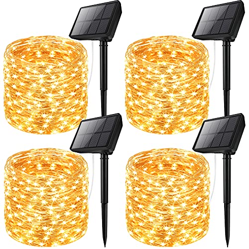 Solar String Lights Outdoor Extra-Long 288Ft 800 LED Super Bright Fairy Lights Waterproof 4-Pack Each 72FT 200 LED Solar Powered Halloween Christmas Lights 8 Modes for Garden Wedding (Warm White)