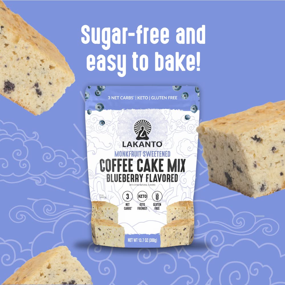 Lakanto Blueberry Coffee Cake Mix - Sweetened with Monk Fruit Sweetener, Keto Diet Friendly, Gluten Free, 3 Net Carbs (13.7 oz)