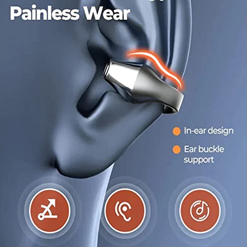 Wireless Ear Clip Bone Conduction Headphones, Inductivv Bone Conduction Headphones - Bluetooth Wireless Headset, Open Ear Mini Bone Conduction Headphones for Running Sports, with LED Digital Display