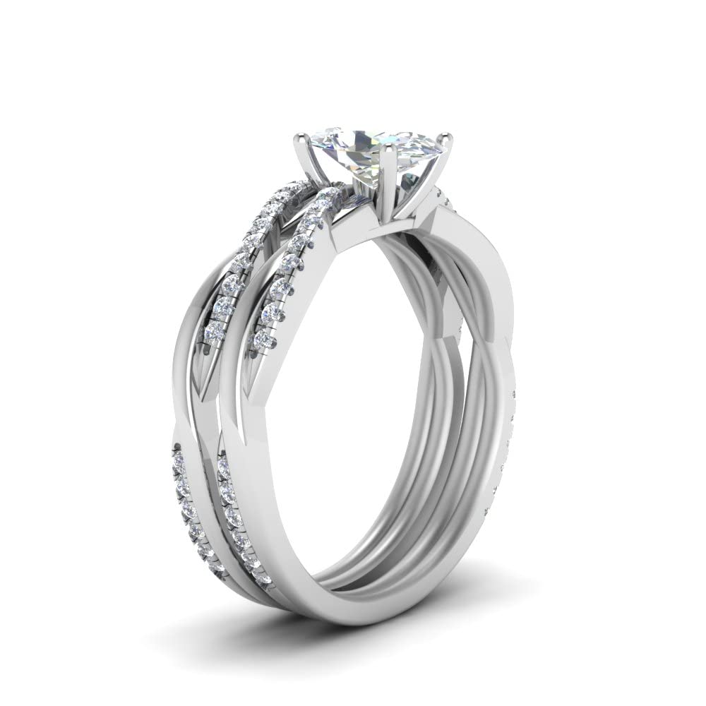 SISGEM Oval Cut Infinity Twist Engagement Rings Set for Women,1.84/2.84 CTW Moissanite Rings Sterling Silver Wedding Engagement Anniversary Bands Set Free Engraved (silver-white)