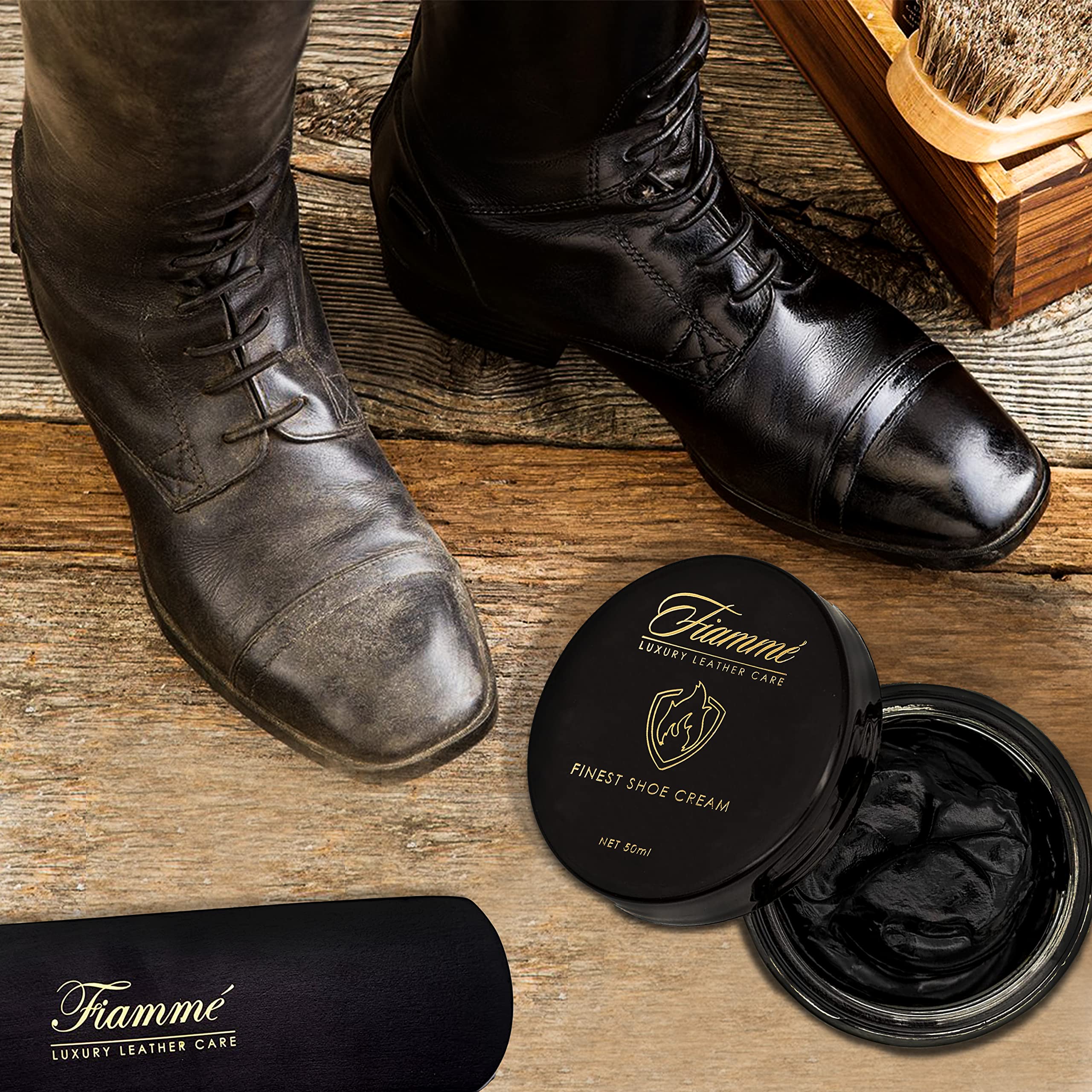 Leather Hero Shoe & Boot Cream Polish - Restore Color, Condition & Protect Leather Goods - Made in USA - 1.6oz (Black)