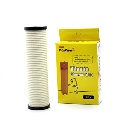 Sonaki Shower 300VPX Dual Filter Refill Cartridges - 4 Pack includes 3 Vitamin C 1 PureMax Filter - Remove Up to 99.9% of Chlorine and Chloramines Plus Heavy Metals