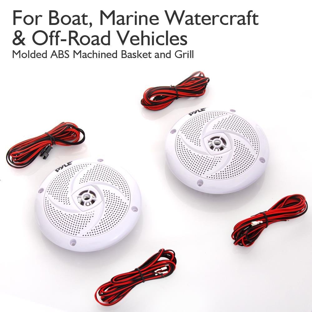 Pyle Marine Speakers and Stereo Receiver Bundle - 6.5 Inch Waterproof Outdoor Audio System with LED Lights and Bluetooth Radio (240 Watt)