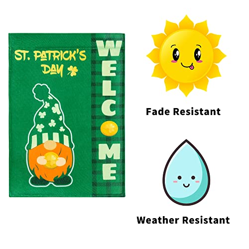 St Patricks Day Garden Flag, 13 x 18.5 Double Sided, Burlap Happy St Patricks Day House Flag, Mini St Patrick's Day Yard Flag Burlap Flag Outdoor Decoration