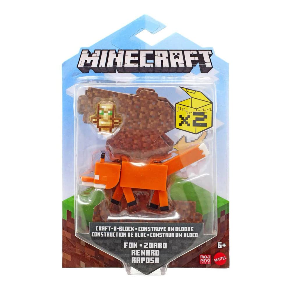 Mattel Minecraft Craft-A-Block Assortment Figures, Authentic Pixelated Video-Game Characters, Action Toy to Create, Explore and Survive, Collectible Gift for Fans Age 6 Years and Older