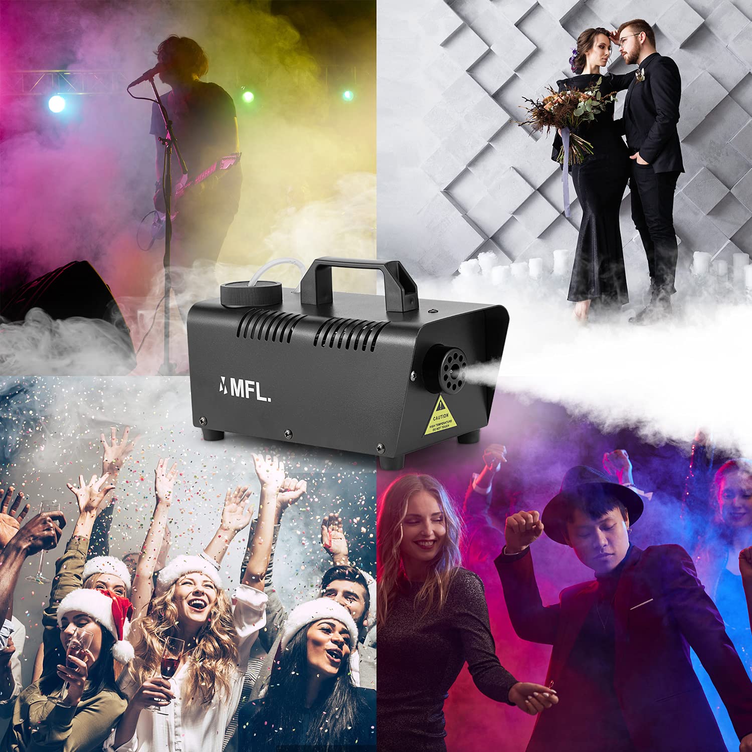 MFL. Fog Machine, Portable Smoke Machine with Wired Controller and Auto Spray Button for Stage, Disco, Halloween and Weddings (400W, 2000 CFM)