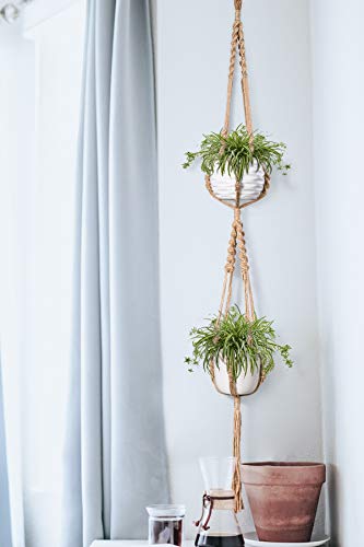 TIMEYARD Macrame Plant Hangers Set of 3 - Handmade Indoor Outdoor Hanging Planter Plant Holder - Modern Boho Home Decor