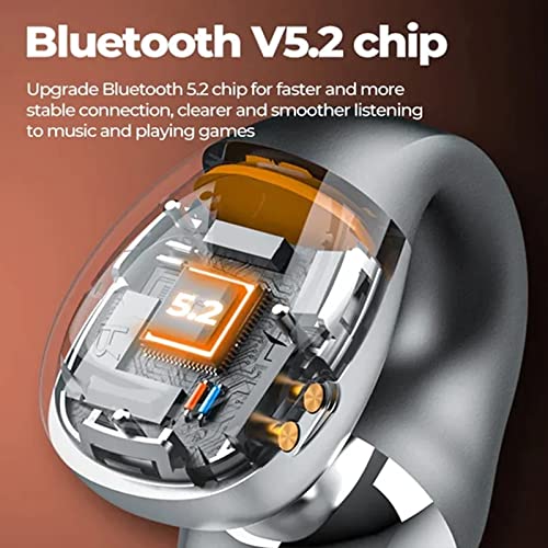 Wireless Ear Clip Bone Conduction Headphones, Inductivv Bone Conduction Headphones - Bluetooth Wireless Headset, Open Ear Mini Bone Conduction Headphones for Running Sports, with LED Digital Display
