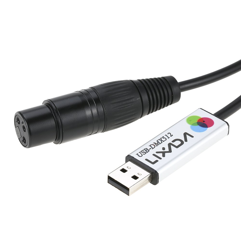 Lixada USB to DMX Interface Adapter Controller DMX512 for PC Stage Lighting Controller Dimmer