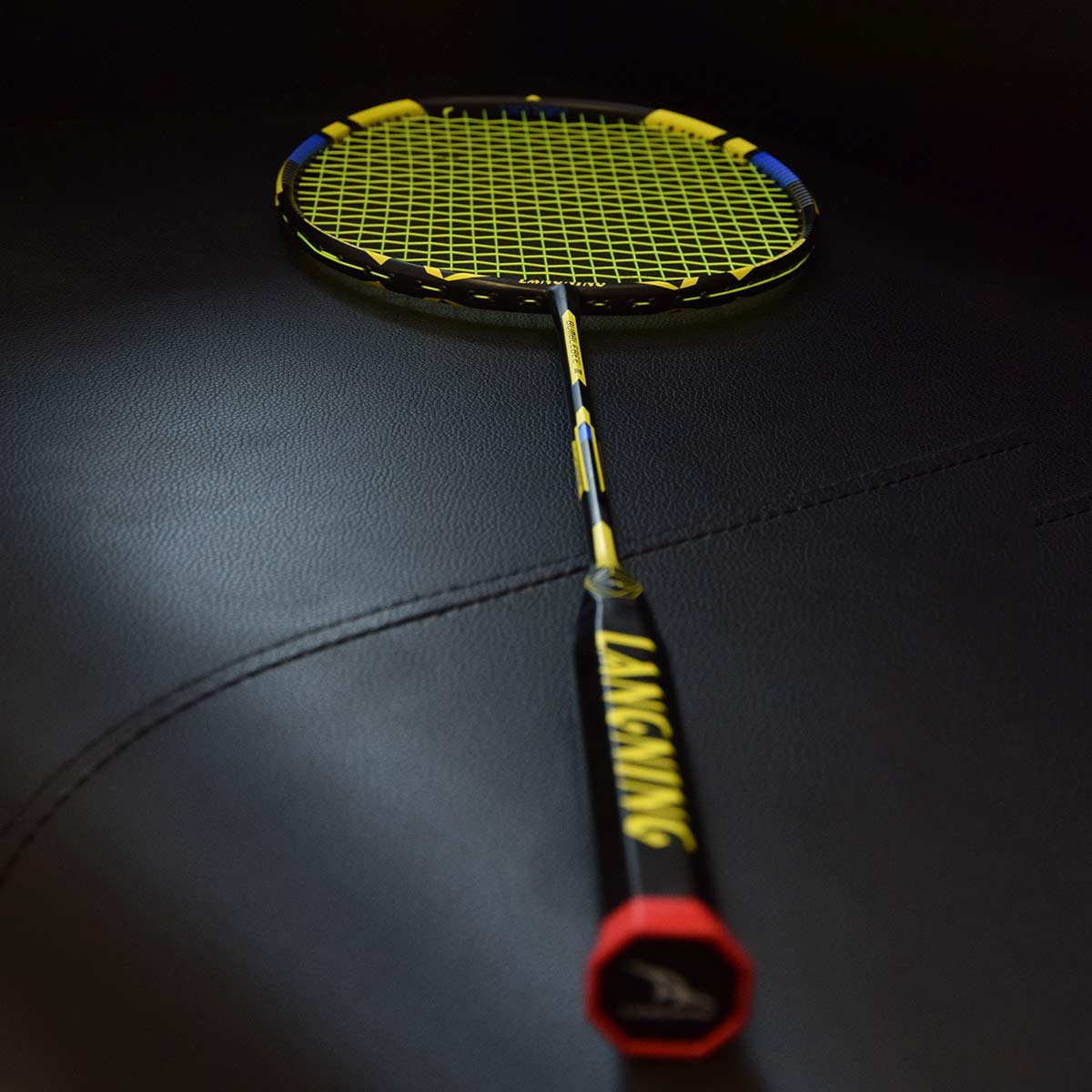 LANGNING 8U Graphite Professional Badminton Racket for Youth,Light Weight Carbon Fiber Single High-Grade Badminton Racquet,Carrying Bag Included