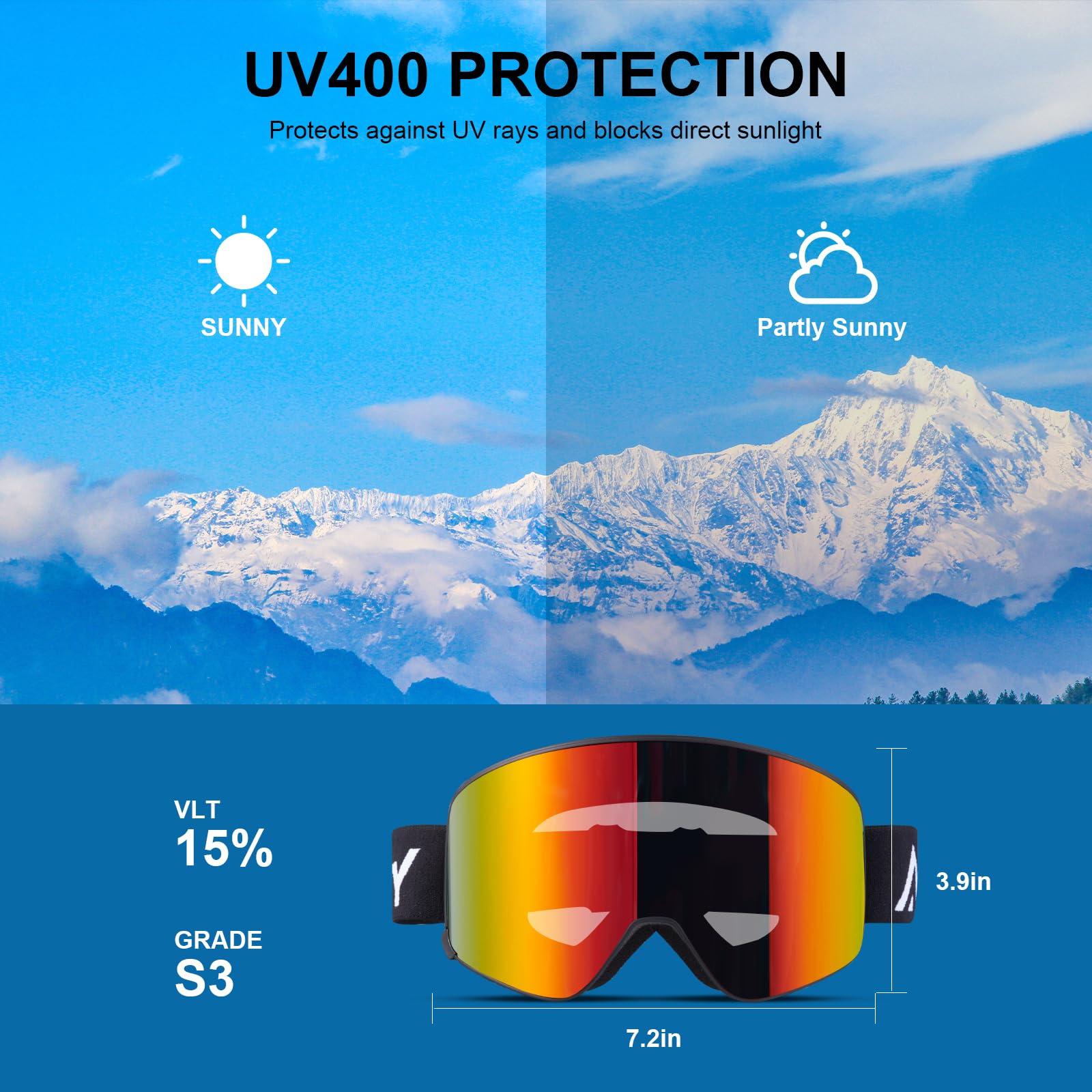 Micisty Ski Goggles Over Glasses OTG Ski Glasses Snowboard Goggles for Men Magnetic Ski Goggles Snow Goggles with Interchangeable Lens Goggles (Red)