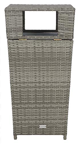 Safavieh Outdoor Collection Mazeli Grey Wicker Trash Bin