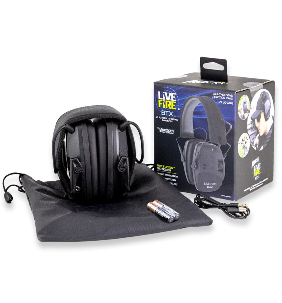Mack's Live Fire BTX Electronic Shooting Earmuffs with Bluetooth Wireless Technology for Hunting, Tactical, Target, Skeet and Trap Shooting